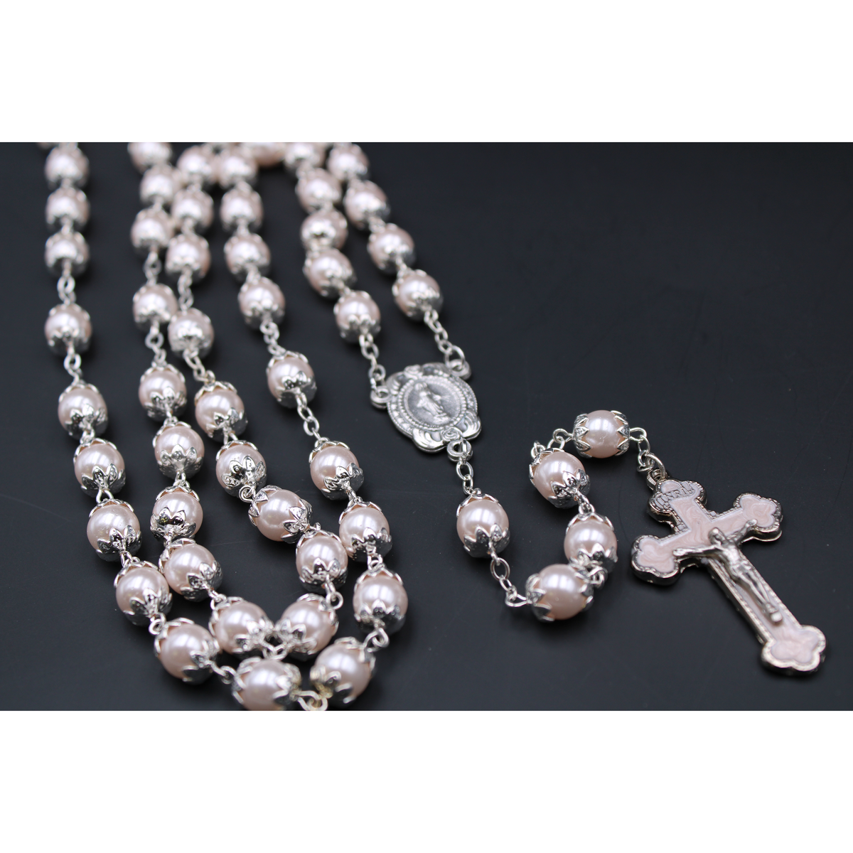 Light Pink Pearl Rosary with Enamel Pink Crucifix- 41834/05834 – Devon ...