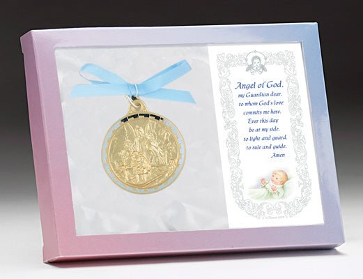 Gold Guardian Angel Crib Medal - GB6840 – Devon Trading Company